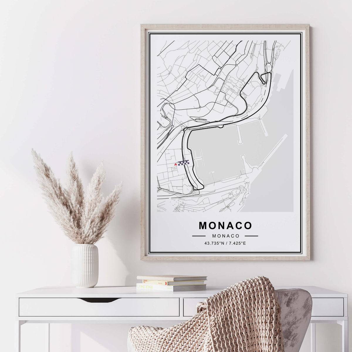 Monaco F1 Map Print – Neutral Nursery Decor